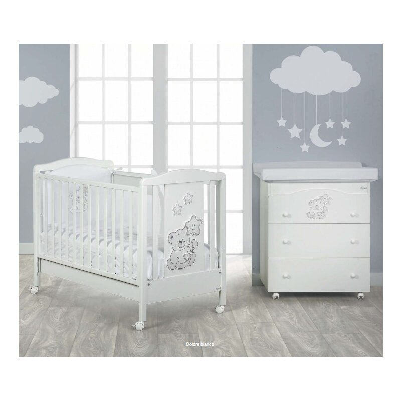 Raffaello design made in italy - Patut bebe din lemn masiv. cu sertar ...