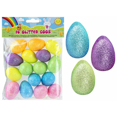 Set oua de Paste decorative cu sclipici 4cm 16 buc