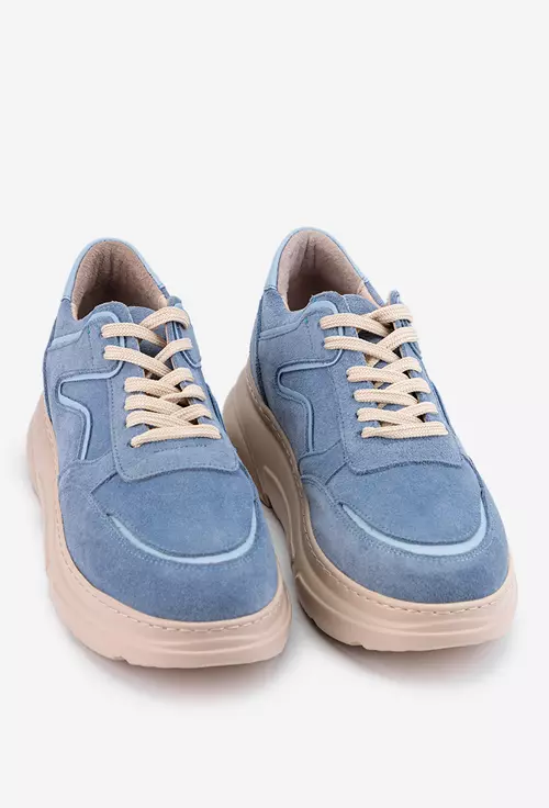 Pantofi bleu din piele intoarsa cu detalii bleu - Dasha.ro