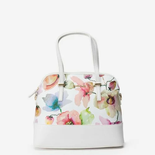 Geanta cu imprimeu floral din piele ecologica Mariposa | Poseta alba ...