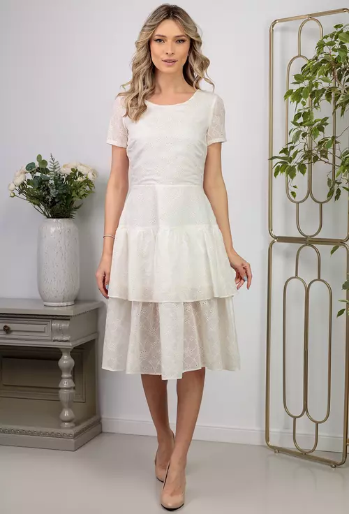Rochie alba cu broderie - Dasha.ro