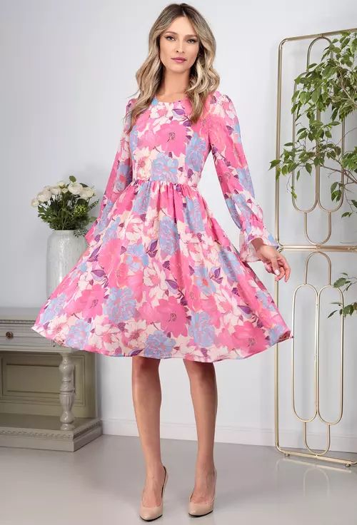 Rochie cu imprimeu floral roz - Dasha.ro