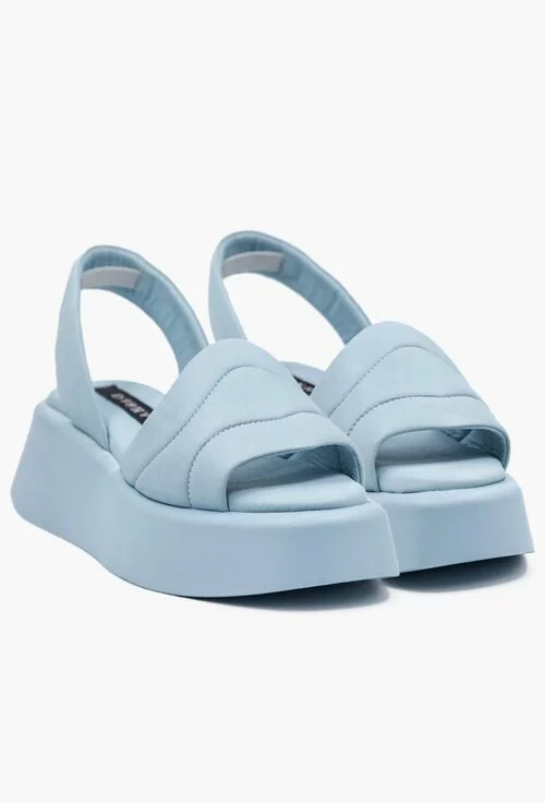 Sandale bleu din piele naturala cu platforma - Dasha.ro