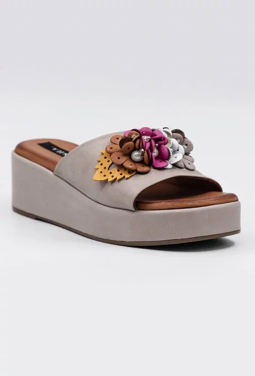 Sandale mov-lila din piele naturala cu platforma - Dasha.ro