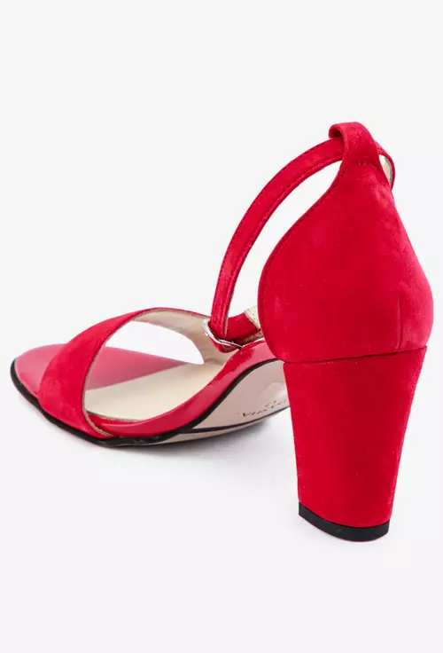 Sandale culoarea rosie din piele intoarsa - Dasha.ro