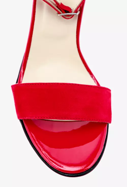 Sandale culoarea rosie din piele intoarsa - Dasha.ro