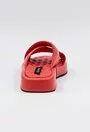 Sandale tip papuci rosii din piele naturala cu talpic buretat - Dasha.ro