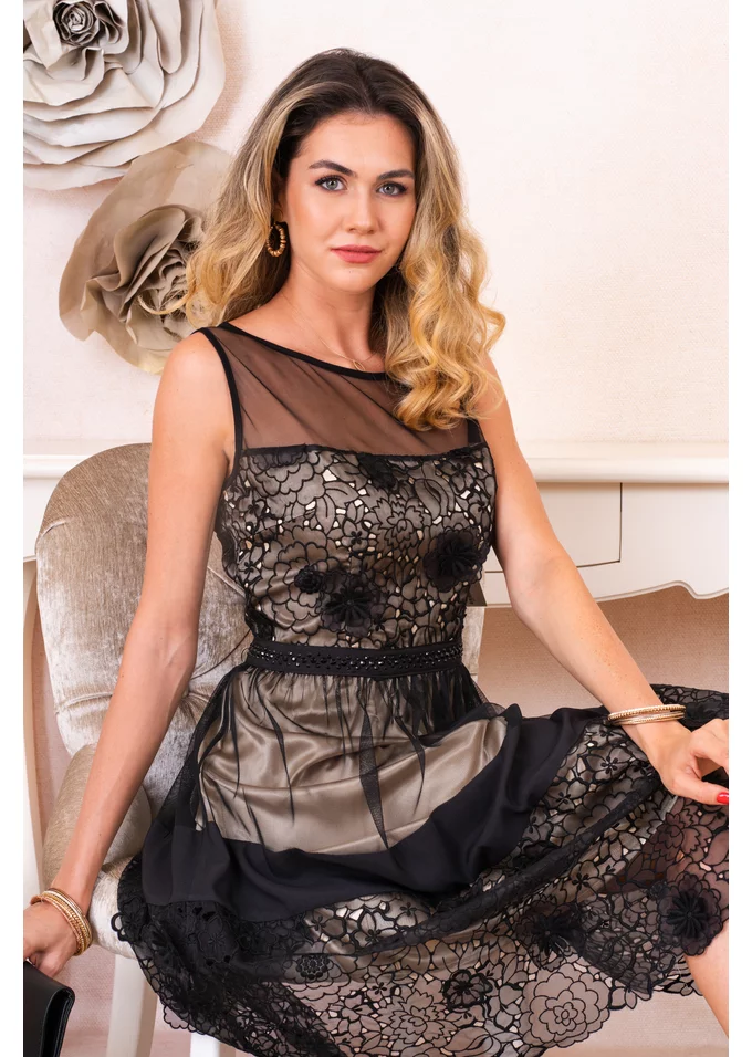 Rochie de gala cu broderie neagra - Guara
