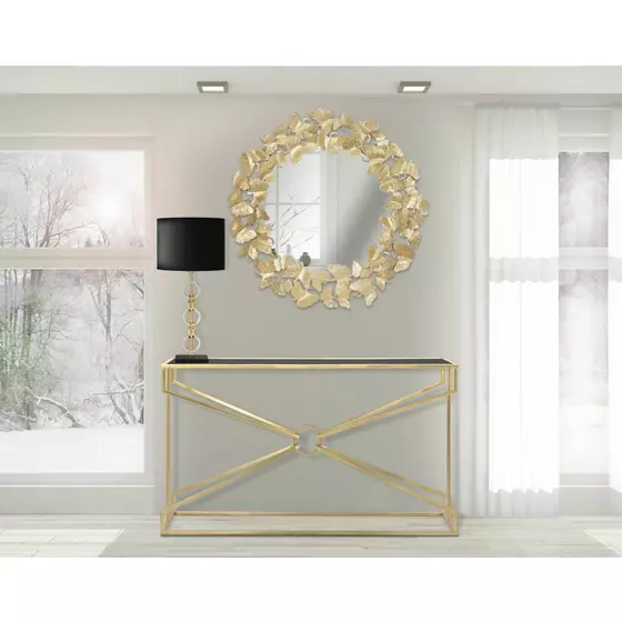 Oglinda de perete, Roma1678, Auriu, Metal, Oglinda si MDF, 87x87x2.5 cm