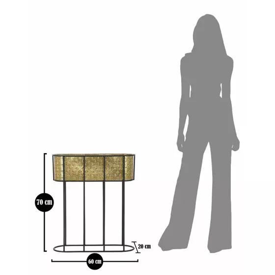 Suport plante, Roma2166, Auriu si Negru, Metal, 70x60x20 cm