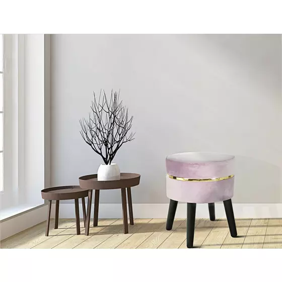 Taburet Roma1840, Catifea, Roz, 40.5x35x35 cm