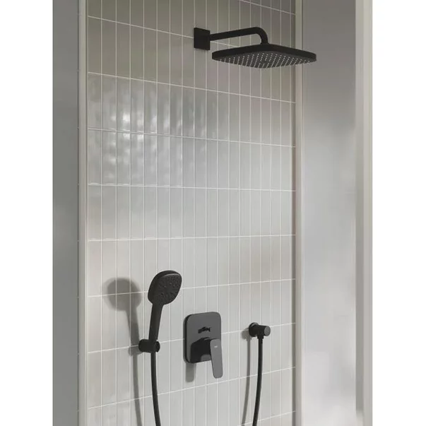 Baterie cada-dus incastrata Grohe Cubeo negru mat fara corp ingropat ...