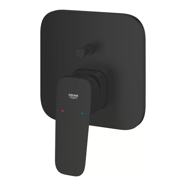Baterie cada-dus incastrata Grohe Cubeo negru mat fara corp ingropat ...