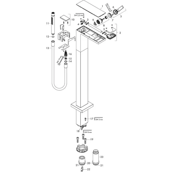 Baterie cada monocomanda freestanding Hansgrohe Axor MyEdition 47440000 ...