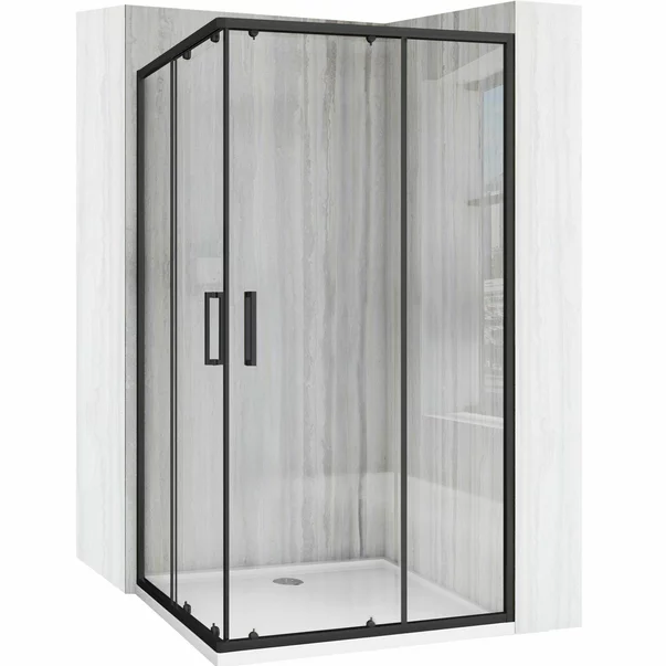 Cabina de dus dreptunghiulara cu usi glisante negru Rea City 80x100 cm ...