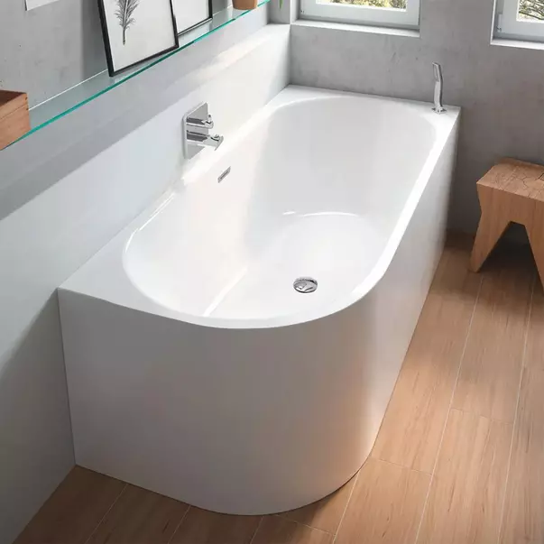 Cada freestanding Rea Sydney 170x80 cm alb lucios cu montaj dreapta ...