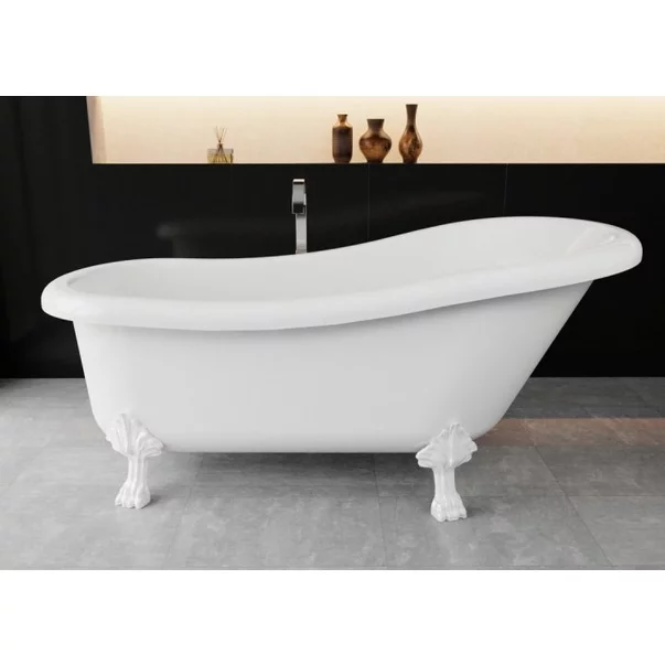 Cada freestanding din compozit Vayer Retro 169x82 cm picioare albe 169 ...