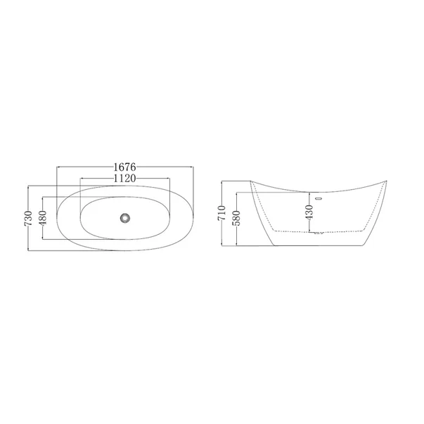 Cada freestanding Florida Maia Slim 167.6x73 cm HY740 | Neakaisa.ro