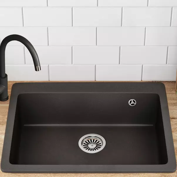 Chiuveta compozit Rea Lin negru mat 60x50 cm 5902557375806 | Neakaisa.ro