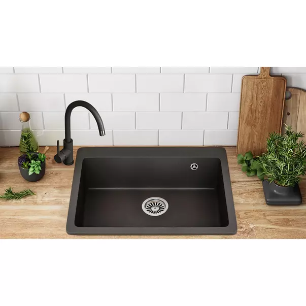 Chiuveta compozit Rea Lin negru mat 60x50 cm 5902557375806 | Neakaisa.ro