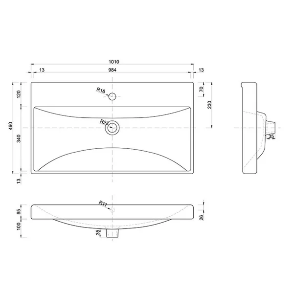 Lavoar incastrat alb Defra Verso 101 cm 1046 | Neakaisa.ro
