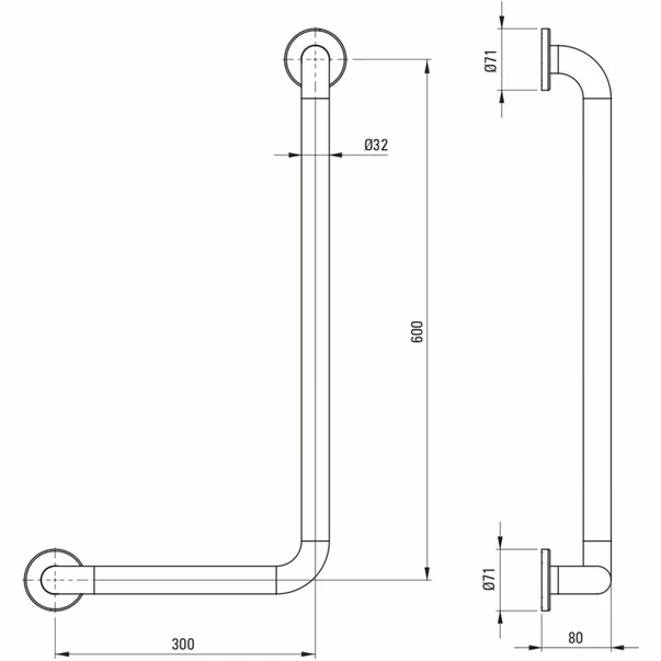 Maner de sustinere unghiular Deante Lehnen Concept Pro 30x61 cm dreapta ...