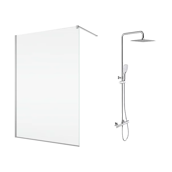 Pachet paravan dus Walk-In SanSwiss Easy crom 110x200 cm si coloana de ...