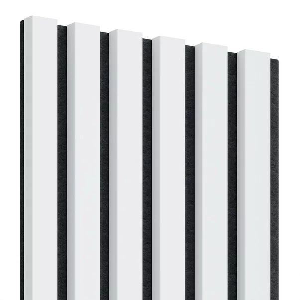 Panou riflaj decorativ/acustic Lameo Mini din MDF finisaj alb mat ...