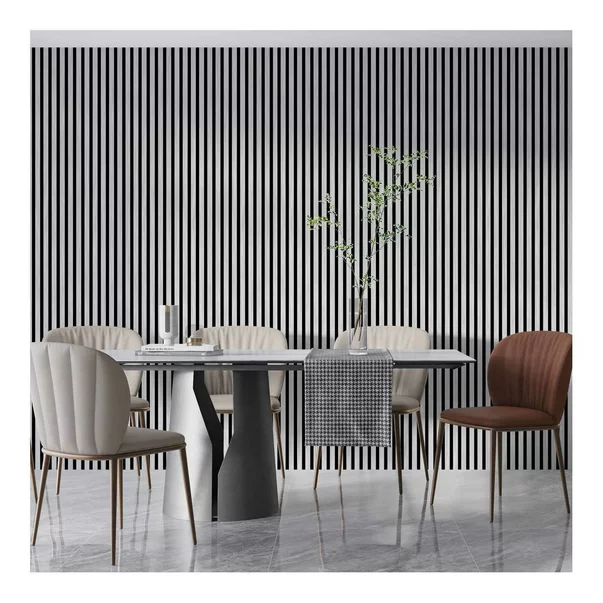 Panou riflaj decorativ/acustic Lameo Mini alb mat (fetru negru) 30x275 ...