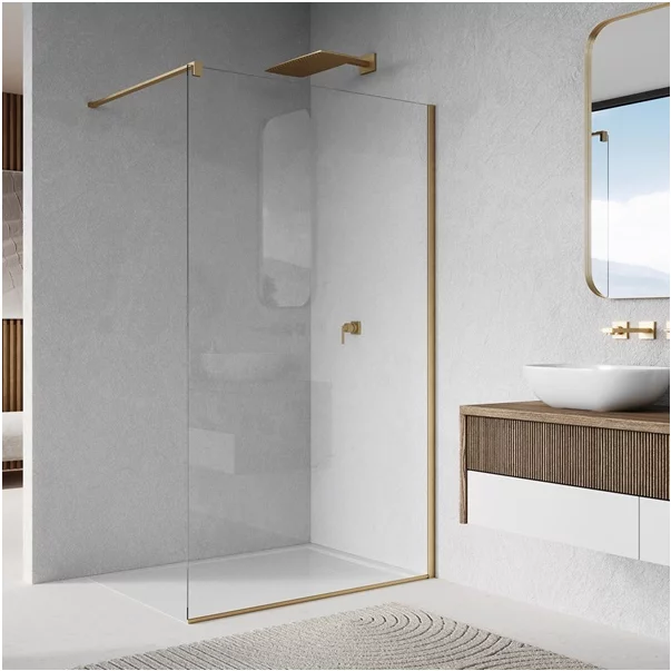 Paravan de dus tip Walk-in auriu periat SanSwiss Easy STR4P 70x200 cm ...