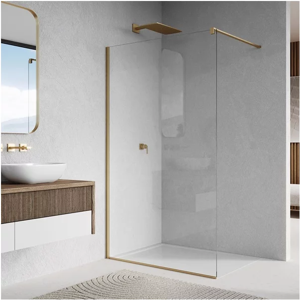 Paravan de dus tip Walk-in auriu periat SanSwiss Easy STR4P 90x200 cm ...