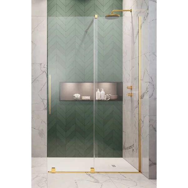 Paravan de dus tip Walk-in Radaway Furo auriu-transparent 150 cm sticla ...