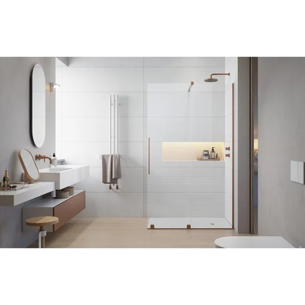 Paravan de dus tip Walk-in Radaway Furo cupru periat-transparent 150 cm ...