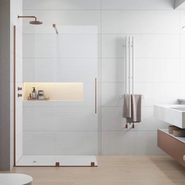 Paravan de dus tip Walk-in Radaway Furo cupru periat-transparent 150 cm ...