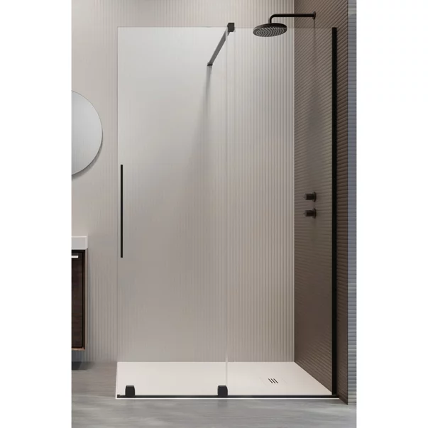 Paravan de dus tip Walk-in Radaway Furo negru-transparent 130 cm sticla ...