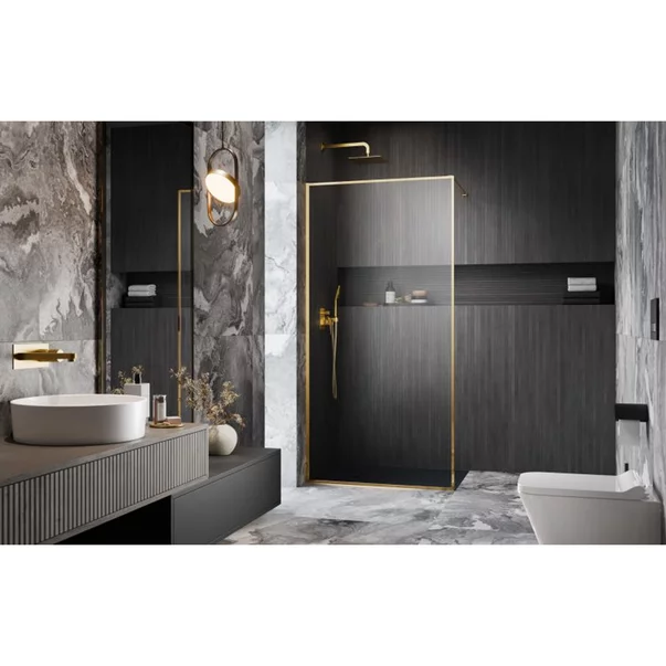 Paravan de dus tip Walk-in Radaway Modo F II auriu lucios-transparent ...