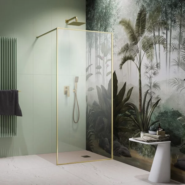 Paravan de dus tip Walk-in Radaway Modo F II auriu periat-transparent ...