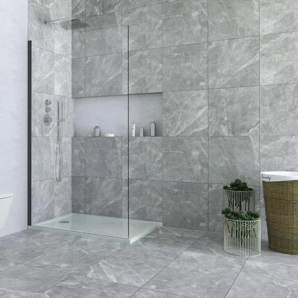 Paravan de dus tip Walk-in Roth Alina 120x200 cm profil negru ...