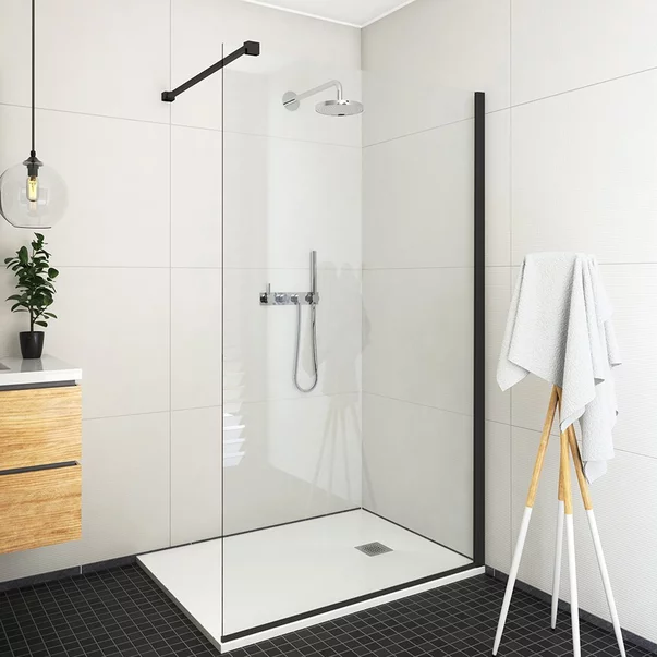 Paravan de dus tip Walk-in Roth Ecwalk 90x207.5 cm profil negru 585 ...