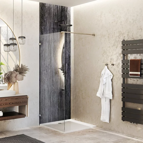 Paravan de dus tip Walk-in Roth Melina 80x200 cm profil auriu ...