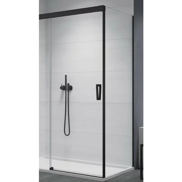 Perete dus lateral negru mat SanSwiss Cadura 80 cm CAST0800607 ...