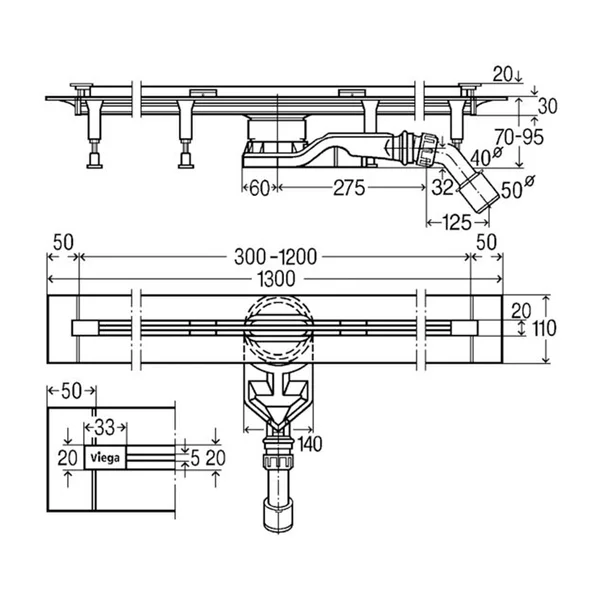 Set rigola de dus Viega Advantix Vario 30-120 cm crom lucios 721671+686291 | Neakaisa.ro