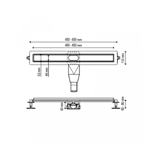 Set rigola dus plus capac Wirquin Linear finisaj bronz periat 60 cm ...