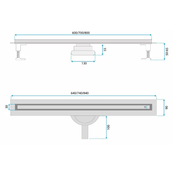 Set rigola pentru dus plus capac auriu Rea Neox Slim Pro 80 cm 5902557394418 | Neakaisa.ro