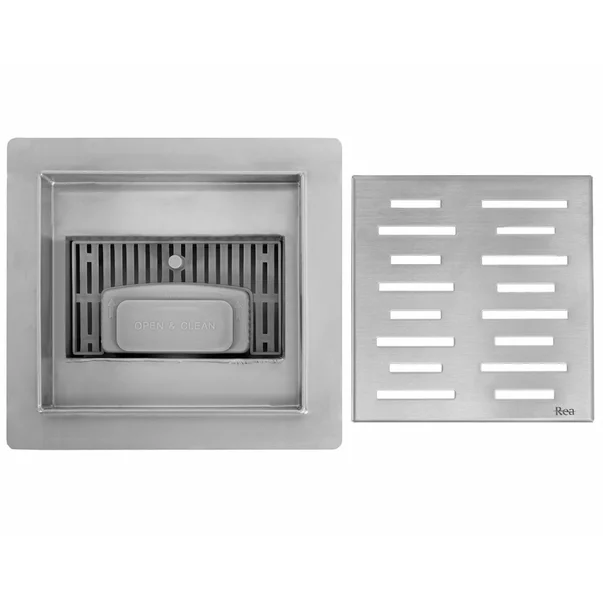 Set rigola pentru dus plus capac inox periat Rea Line 15 cm 5902557387106 | Neakaisa.ro