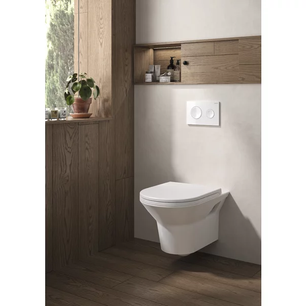 Set vas wc suspendat cu capac soft close Gala Aris alb lucios ...