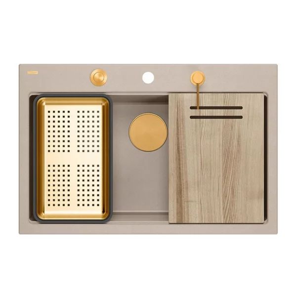 Statie de lucru incastrata Quadron Unique Marc 110 bej - cupru 1 cuva ...