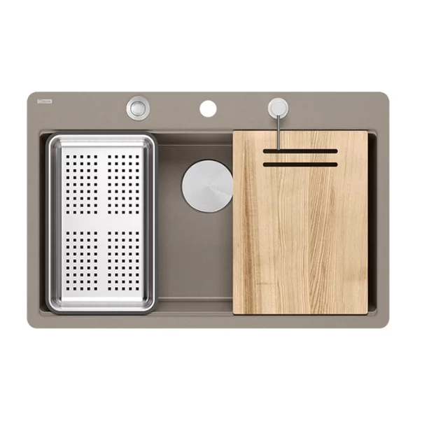 Statie de lucru incastrata Quadron Unique Marc 110 bej - inox 1 cuva ...