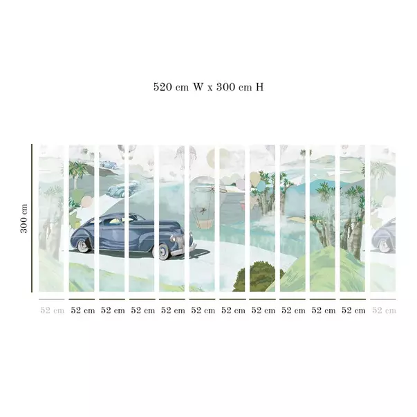 Tapet VLAdiLA Retro cars (blue) 520 x 300 cm VLDLW0744STM520 | Neakaisa.ro