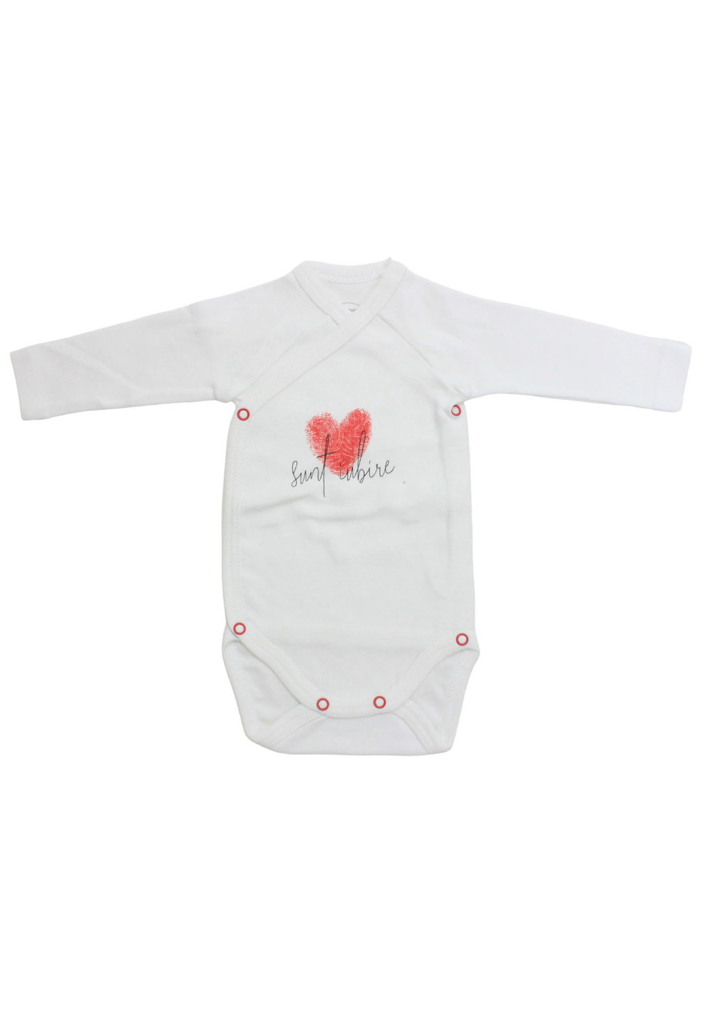 Body maneca lunga, bumbac, Sunt iubire, alb